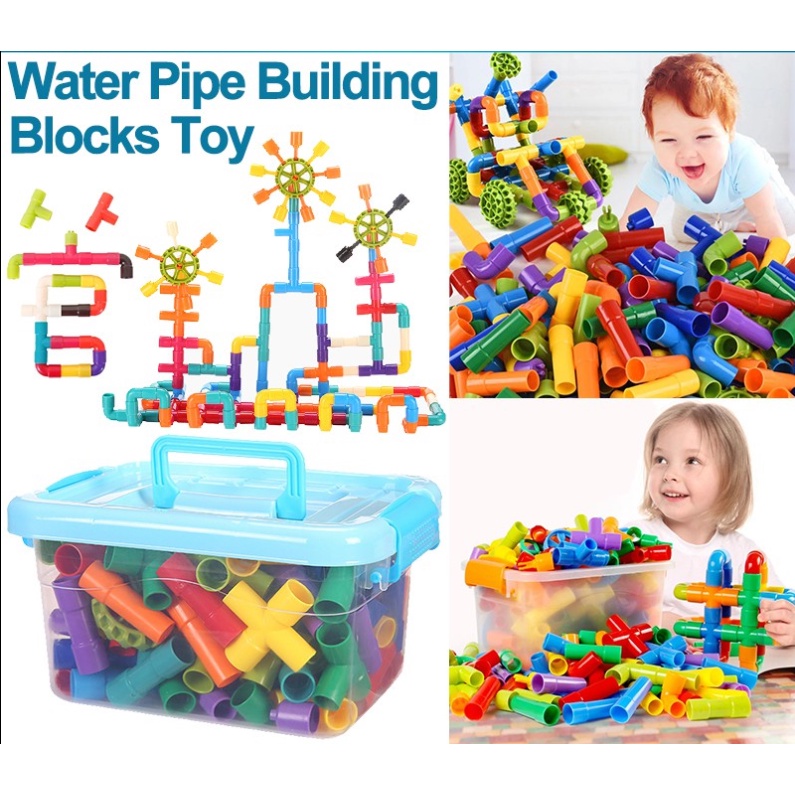96pcs Pipeline Building Blocks Children Kids DIY Assembling Tunnel ...