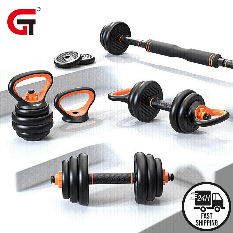 6 In 1 Adjustable Dumbbell Set 20/30 kg Barbell Kettlebell Push Up Home ...