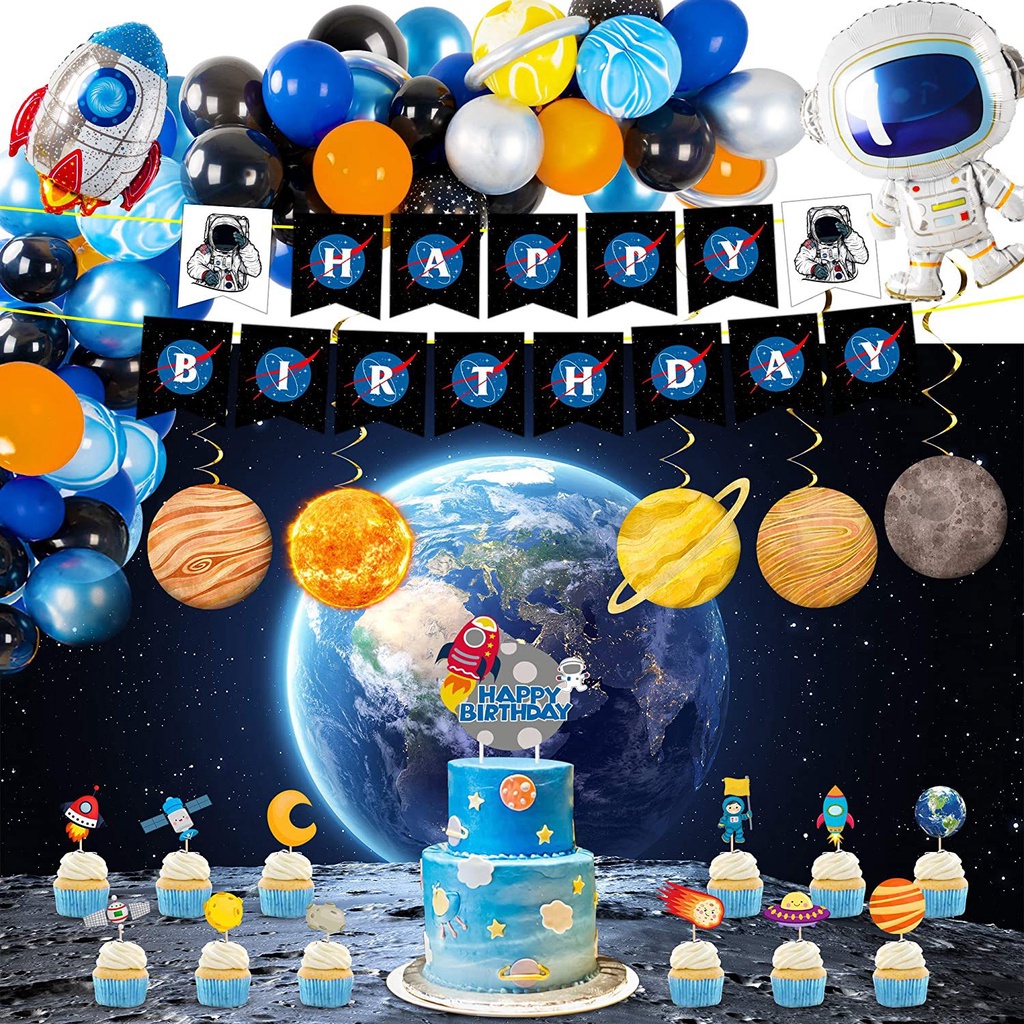 Theme Birthday Party Earth Space Theme Set Cosmic Starry Sky Rocket ...