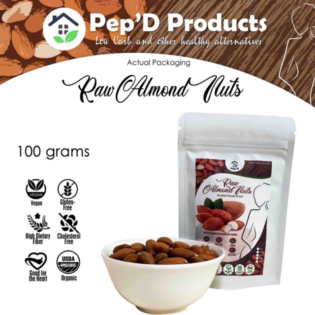 100g Raw almond nuts - Keto Ready-to-eat snacks | Shopee Philippines