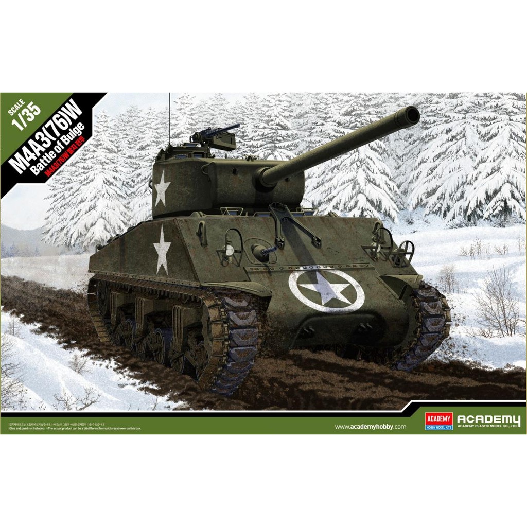 M4A3(76)W Sherman "Battle of the Bulge" ACADEMY 13500 Scale Model 1/35 ...