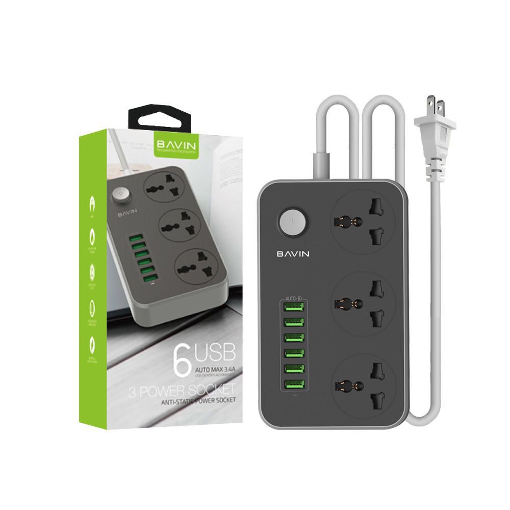 BAVIN Charger HUB w/ 3 Power Socket & 6 USB Port SC-3604 | Shopee ...