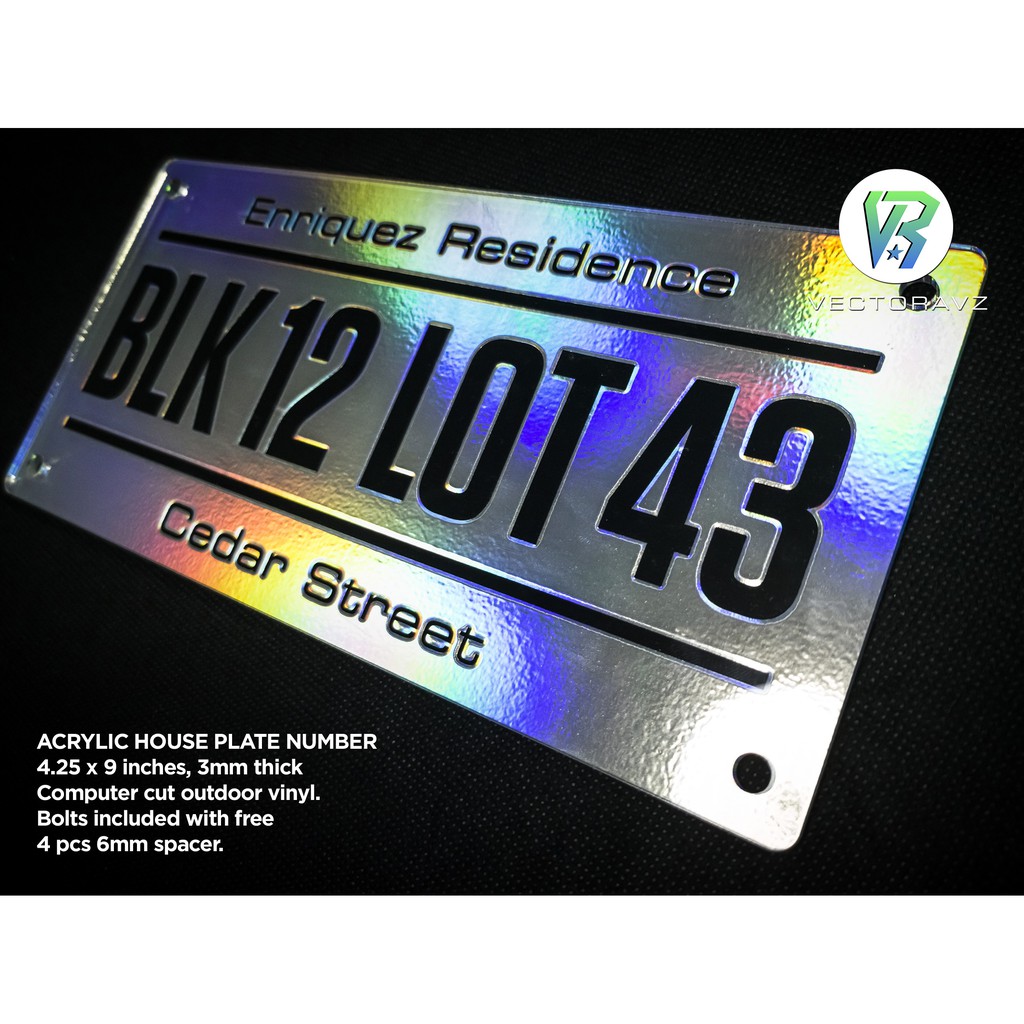(HPNV02) Home address plate / House plate number with 6mm acrylic ...