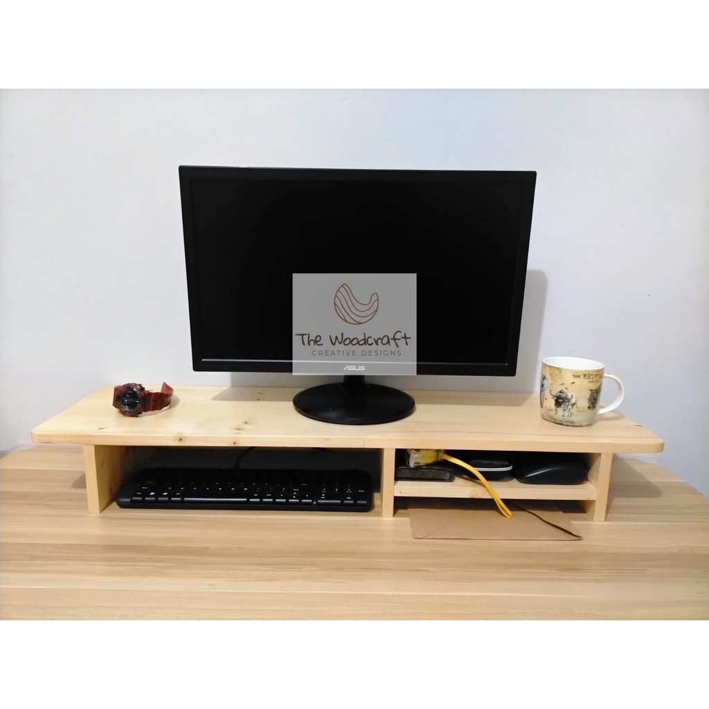 Wooden Dual Monitor Riser | Shopee Philippines