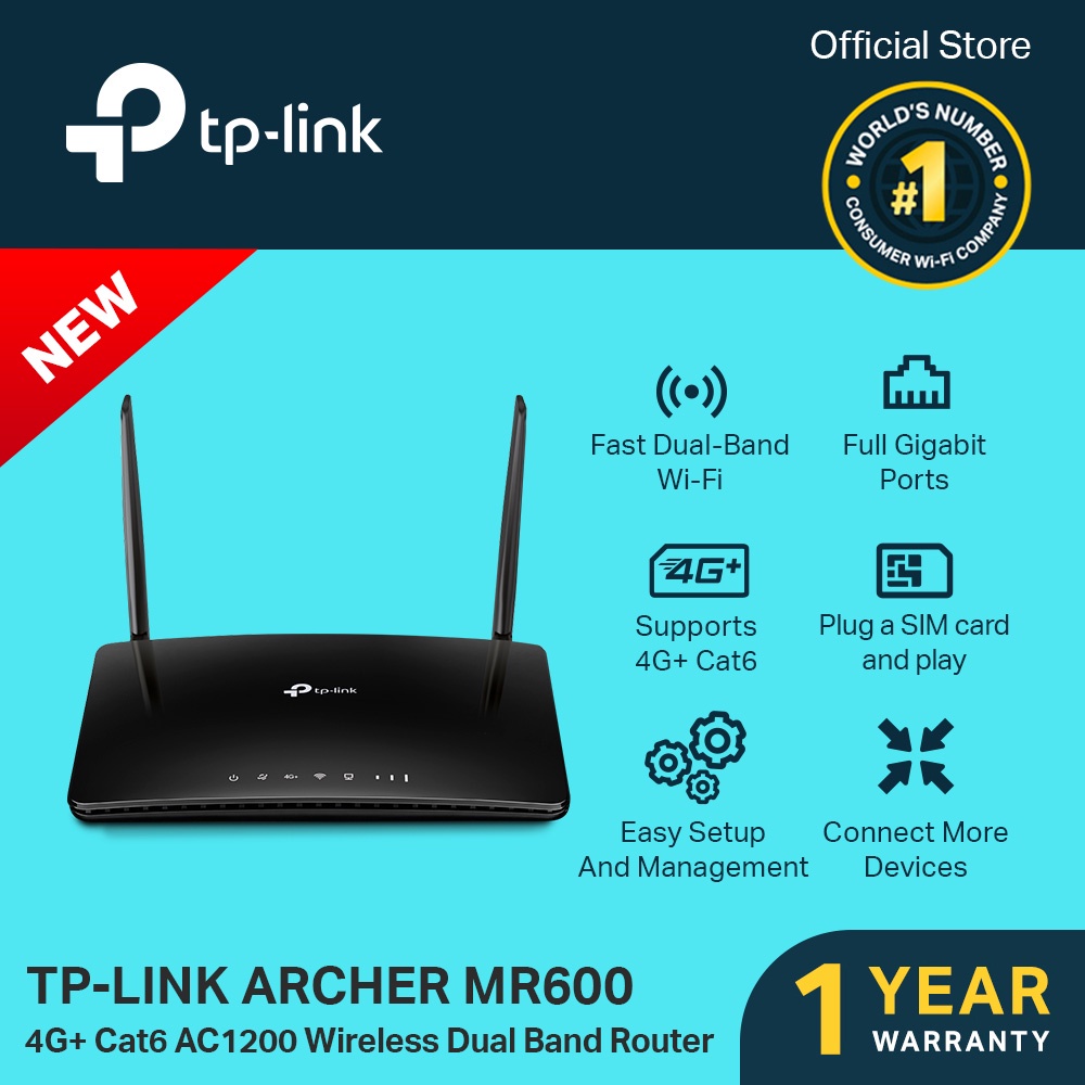 TP LINK Archer MR600 4G+ Cat6 AC1200 Wireless Dual Band Gigabit Router ...