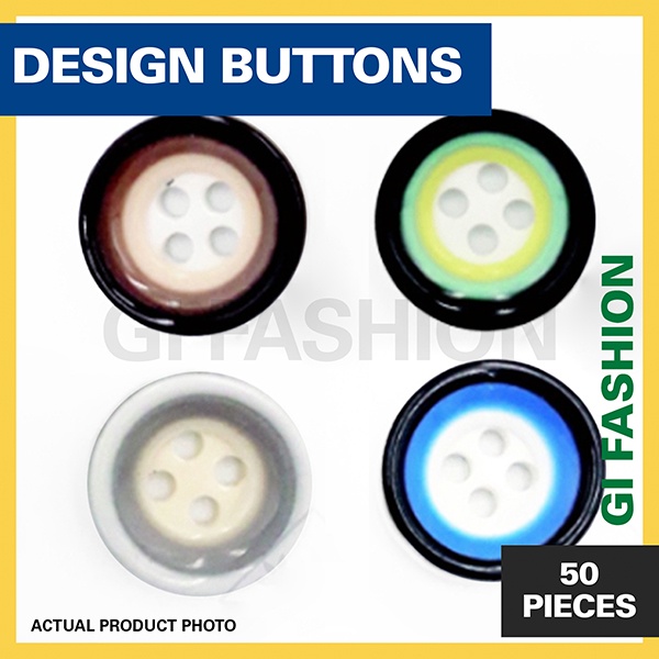 50 PIECES Stripe Buttons with design style for scrapbook sewing ...