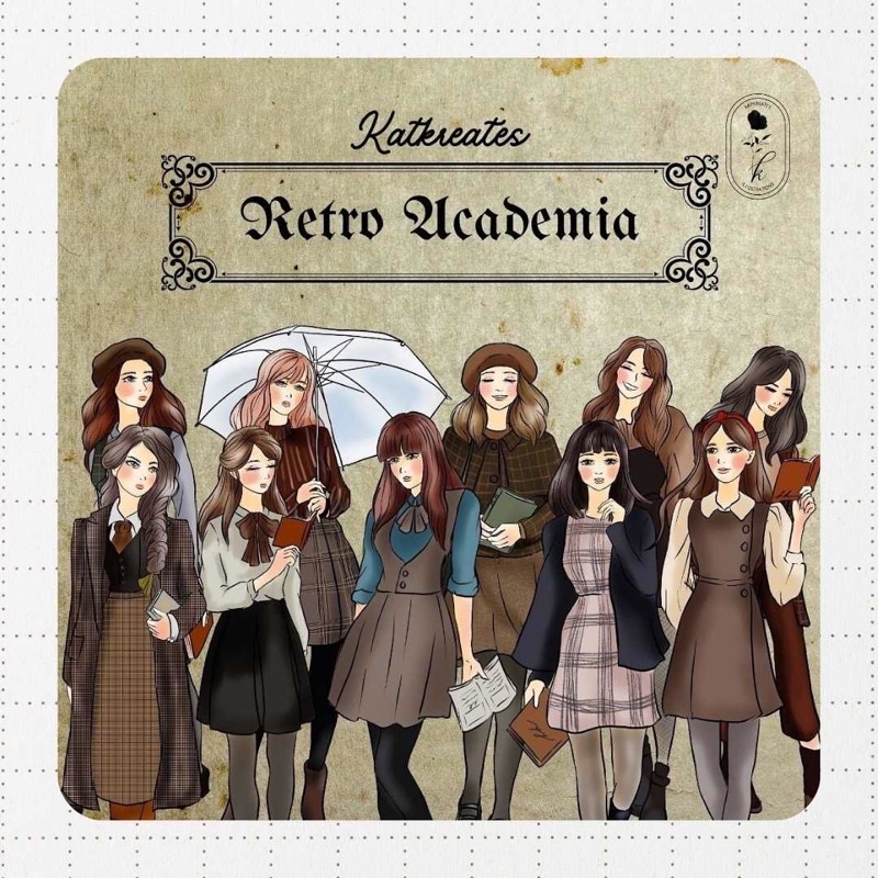 Katkreates Retro Academia Sticker | Shopee Philippines