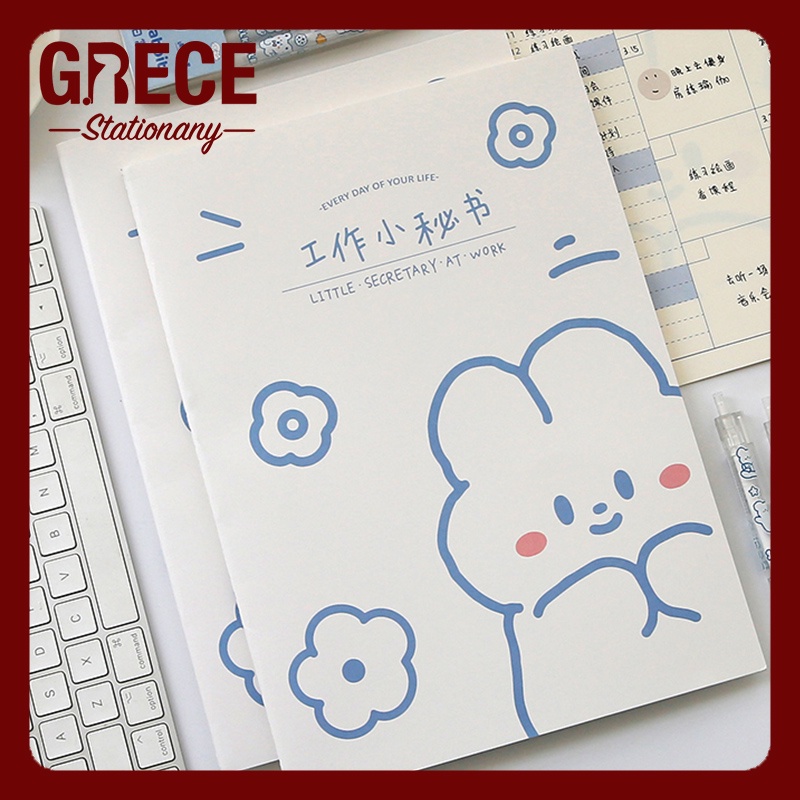 Creamy bunny Little secretary at work Monthly Planner diary notebook ...