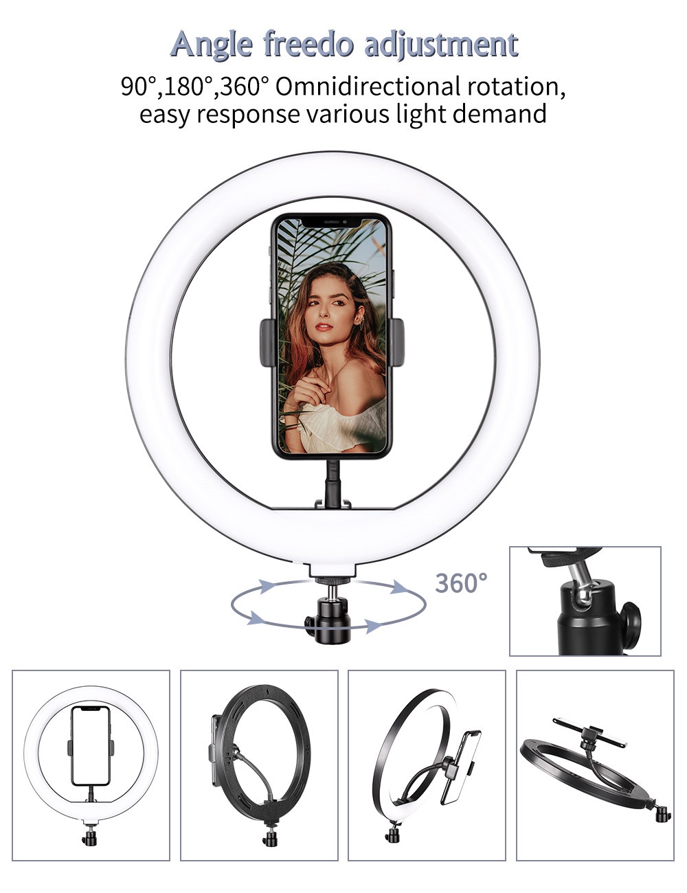 Popcorn 26CM Selfie LED Ring Light with Stand and Phone Holder Photo ...
