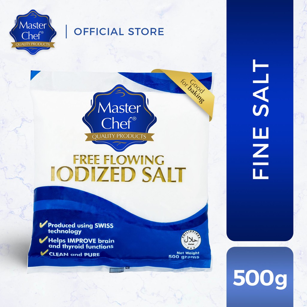 Master Chef Fine Iodized Salt 500g (99.9% Purity, Never Hardens, Free ...