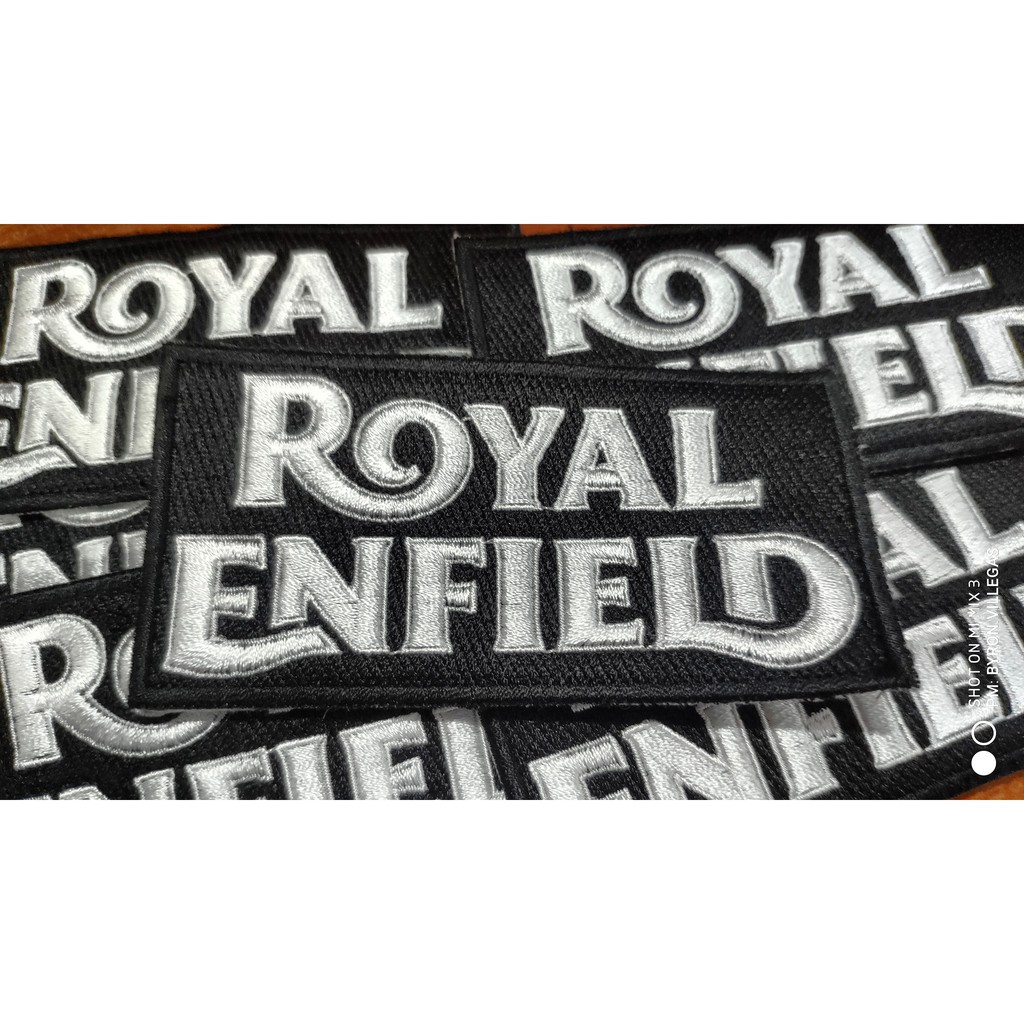 Royal Enfield logo rectangular sew-on decorative embroidered fabric ...