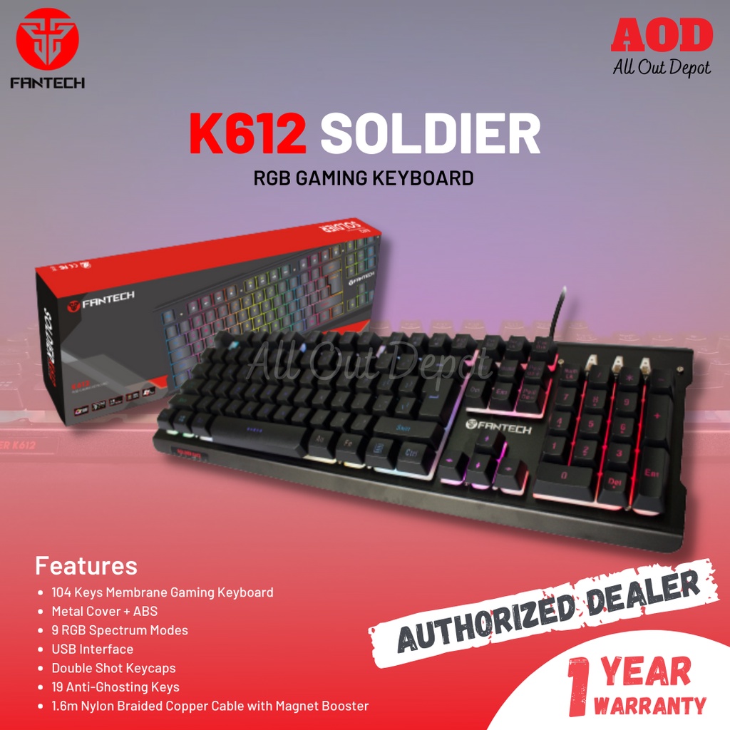 Fantech K612 SOLDIER Metal Cover Membrane RGB 9 Spectrum Mode Gaming ...