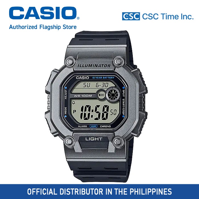 Casio (W-737H-1A2VDF) Black Resin Strap 100 Meter 10 Year Battery ...