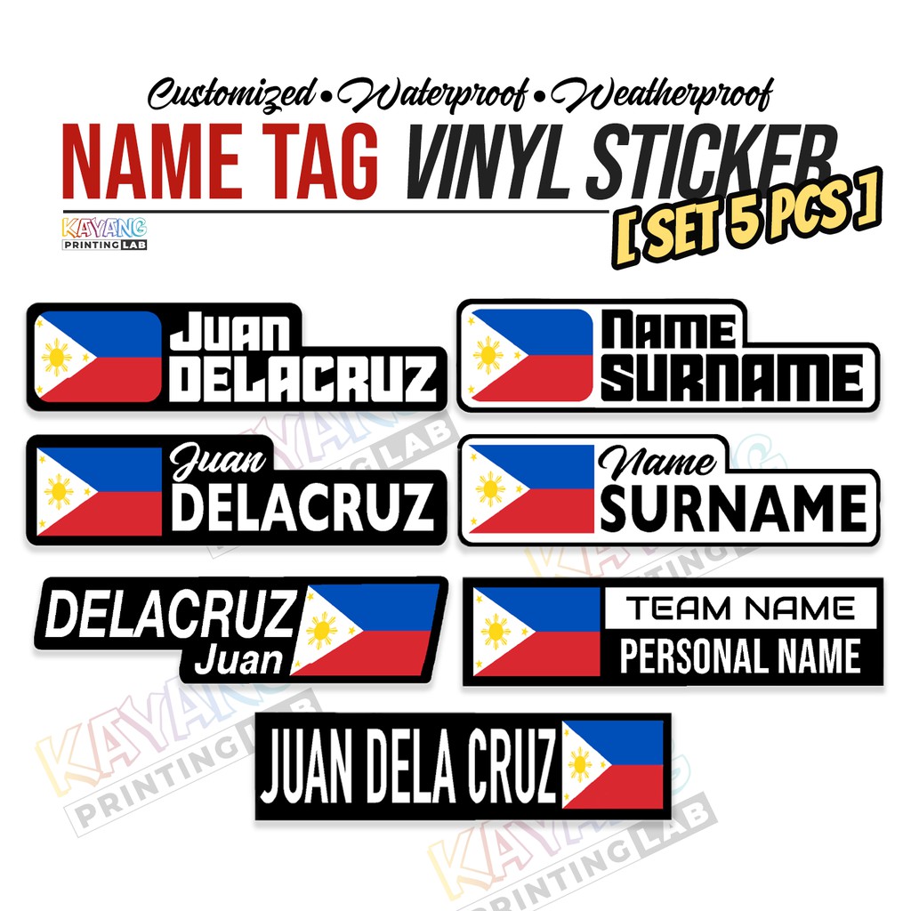 PH Flag Bike Name Tag Vinyl Sticker [5pcs] | Shopee Philippines
