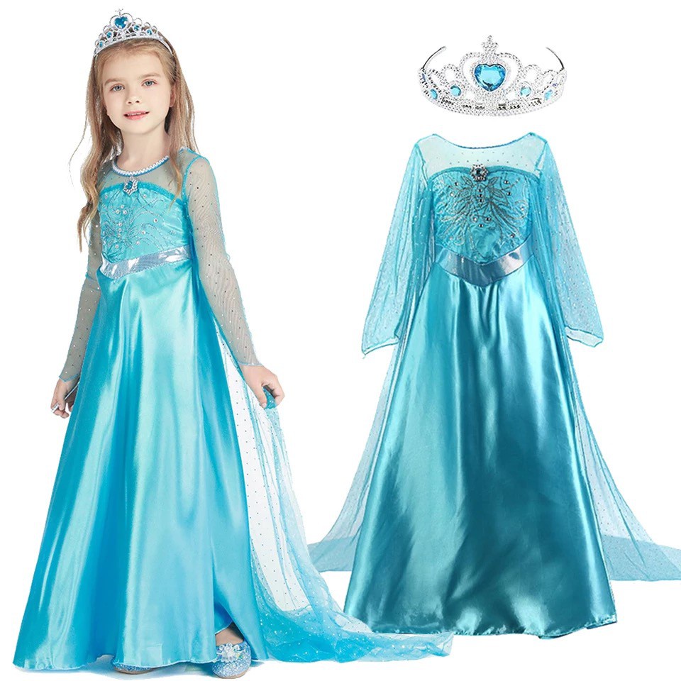 Frozen Anna Elsa Dress Kids Girls Birthday Party Cosplay Costume Frozen ...