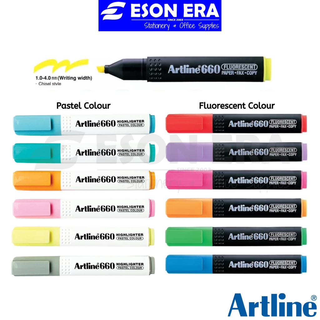 Artline 660 Highlighter Fluorescent / Pastel Colour | Shopee Philippines