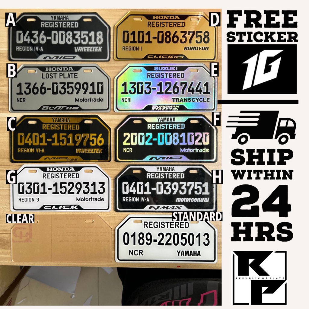 Motorcycle Customized Acrylic Plate Number Available All Design ...