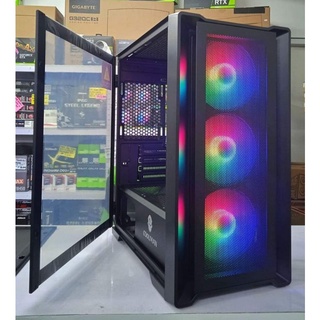 Coolman Ruby Black / White w/ 3 RGB Fans MATX Desktop Computer PC Case ...