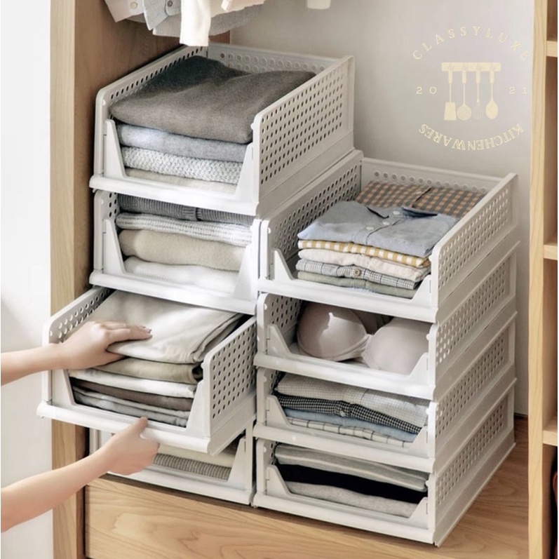 Classy Luxe Wardrobe Clothes Stackable Storage Layered Partition Drawer ...