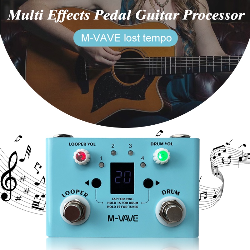 M-VAVE Lost Tempo Effector Pedal Loop Recording Phrase Loop Rhythm Drum ...