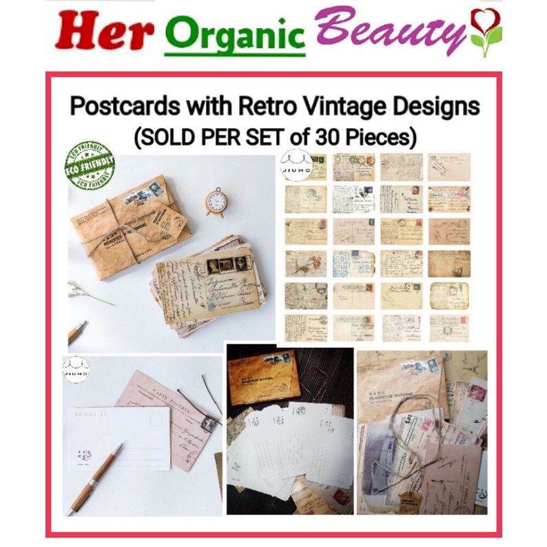Postcards with Retro Vintage Designs (SOLD PER SET of 30 Pieces ...