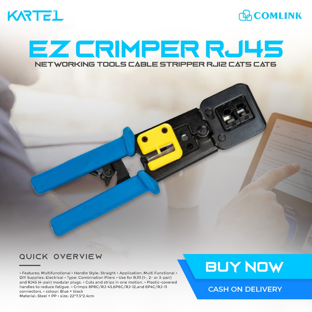 EZ RJ45 EZcrimper Networking Tools Cable Stripper RJ12 CAT5 CAT6 ...