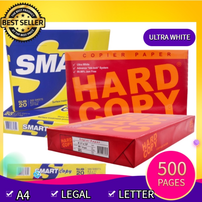 Copy Bond Paper Sub 20 500 sheets (Short, Long, A4 sizes) Smart Letter ...