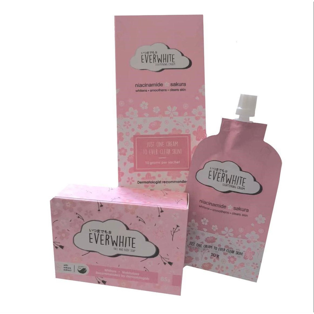 Everwhite lightening cream in 10 gram sachet and Everwhite face and ...