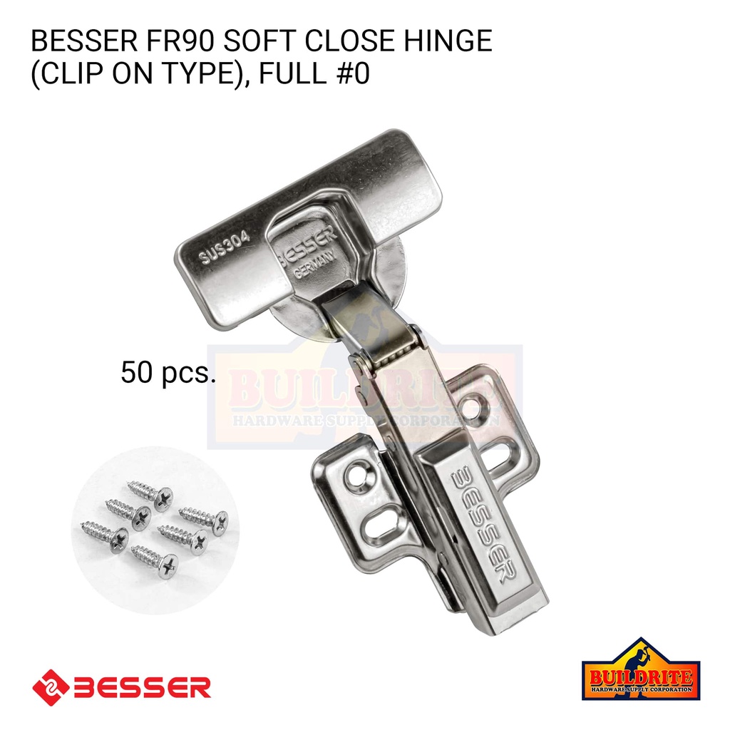 BESSER FR90 SUS304 Soft Close Hinge (Clip on Type) Full Overlay #0 - 50 ...