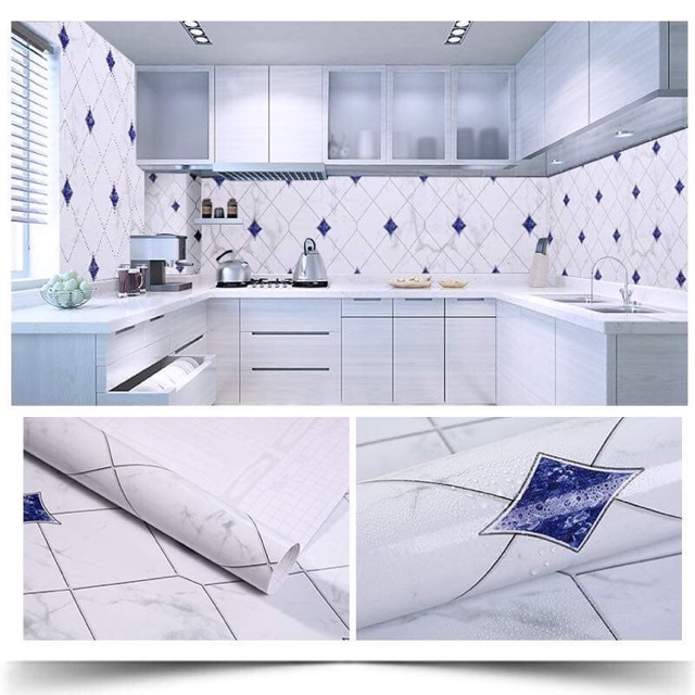JT5 60cm*5m Waterproof Marble Wall Stickers Cupboard Table Kitchen Self Adhesive Oil proof ...