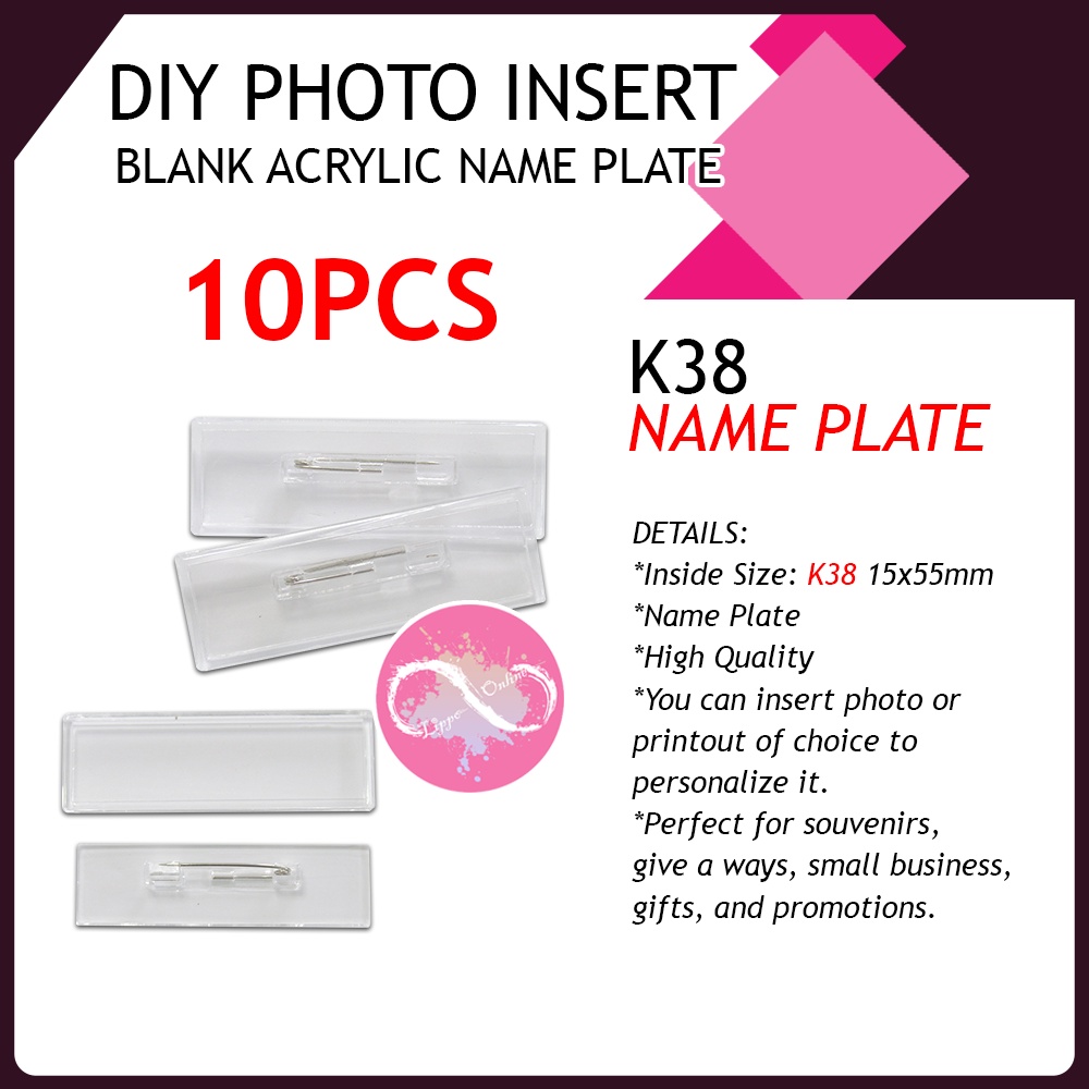 10 pcs Blank Insertable Acrylic or PVC name plate for your company ...