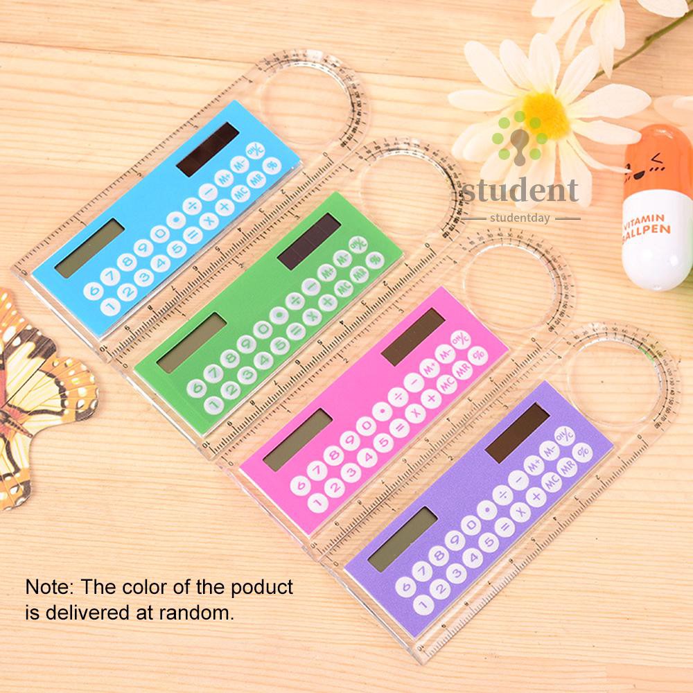 S&D 1pc 10cm Ruler Mini Calculator Ultra-thin Solar Energy ...