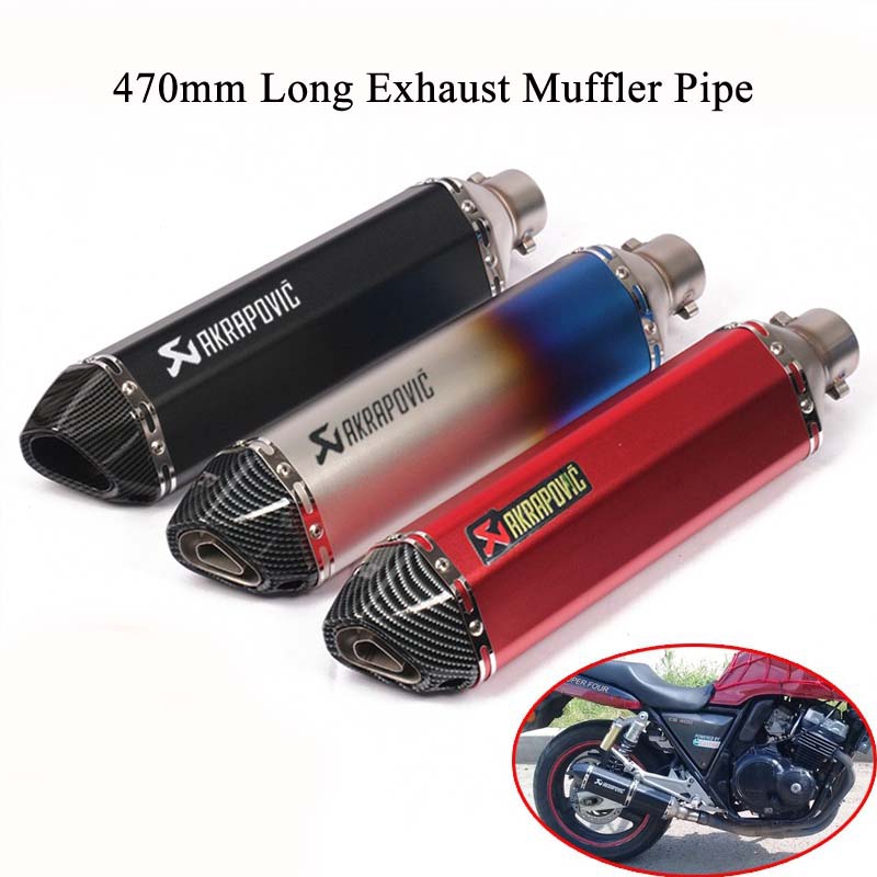 470mm Long 51mm Inlet Universal Motorcycle Exhaust Muffler Pipe