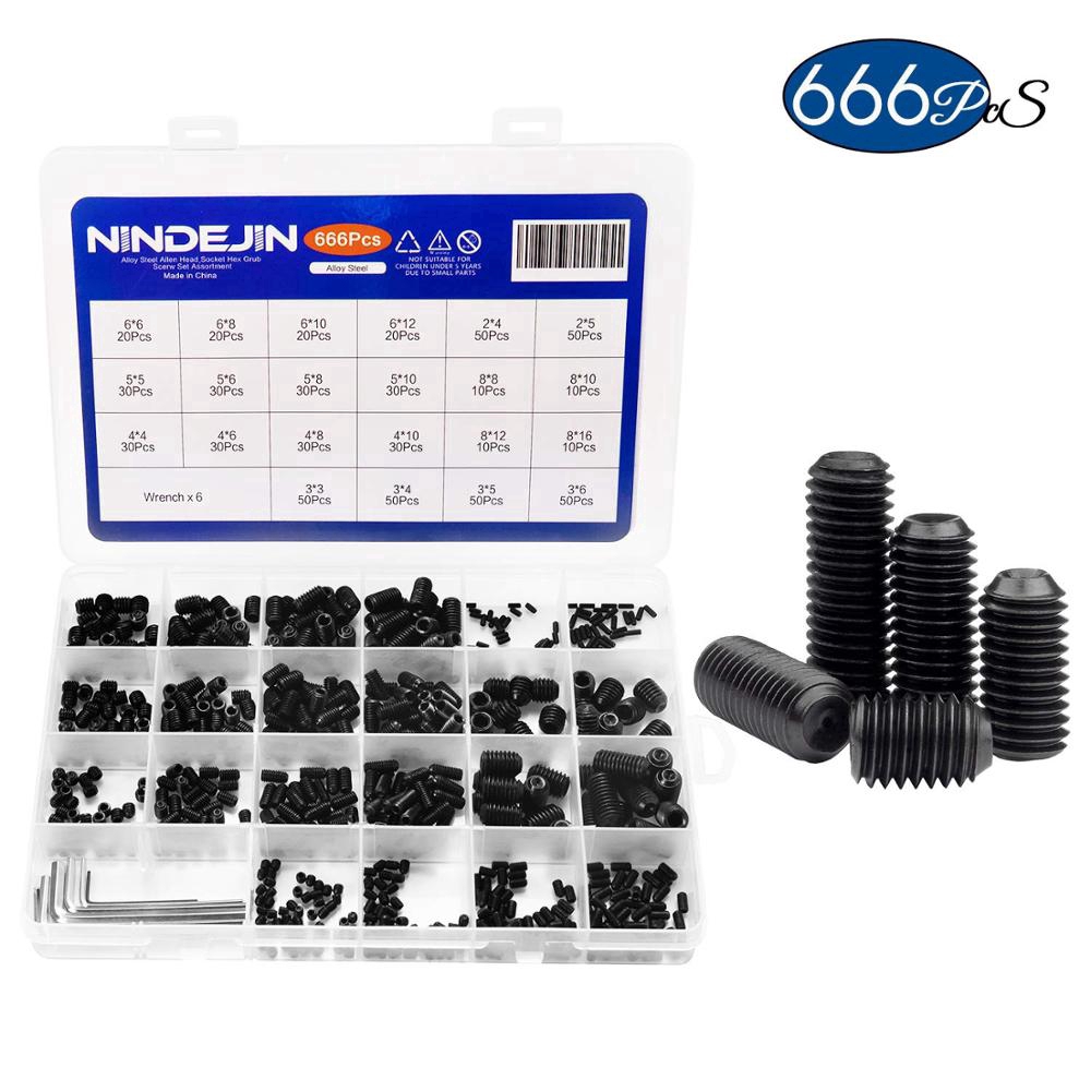 666pcs Set Screw Cup Point Grub Screw M2 M3 M4 M5 M6 M8 Hex Socket Set