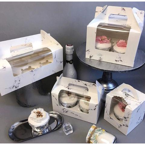 1pc Marbled cupcake box with handle and insert muffin (4 sizes ...