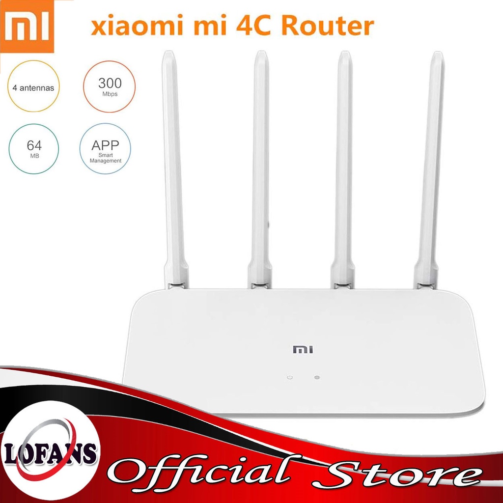 XIAOMI Mi Router 4C 300Mbps 2.4GHz Wireless Wi-Fi Router with 4 Antennas (White) | Shopee ...