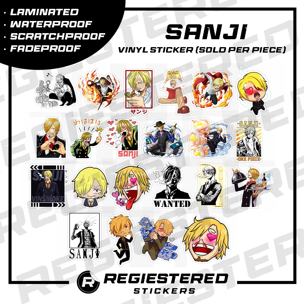 Sanji One Piece Vinyl Sticker Waterproof Phone Helmet Tumbler ...