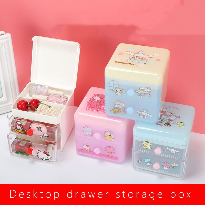 Miniso famous product Sanrio hellokitty desktop flip-top drawer storage ...