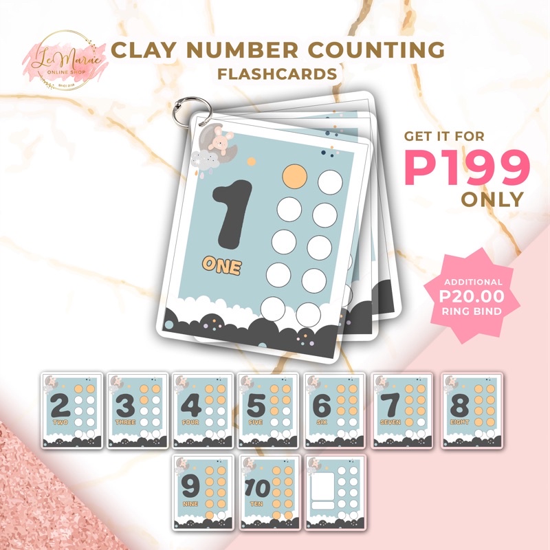 Le Marae Shop - Laminated Flashcards CLAY COUNTING CARDS - Lynderm Store