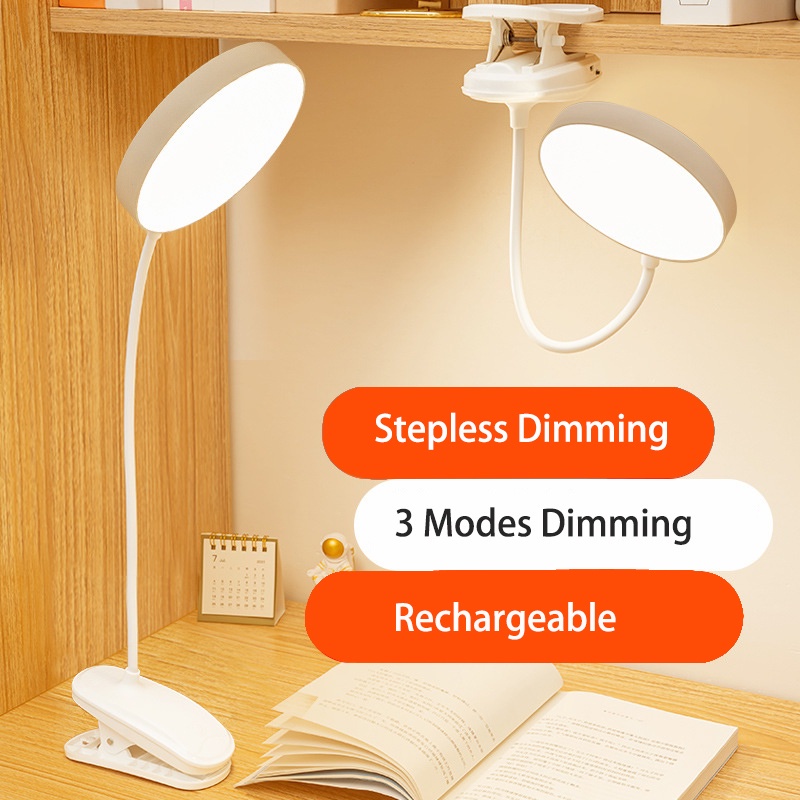 USB Rechargeable Led Clamp Desk Lamp Flexible Gooseneck Touch Dimming ...