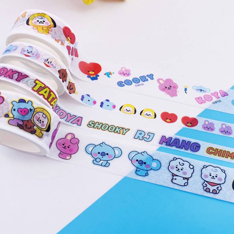2 Pcs/set KPOP BTS BT21 Kawaii Cartoons Decorative Adhesive Tape ...