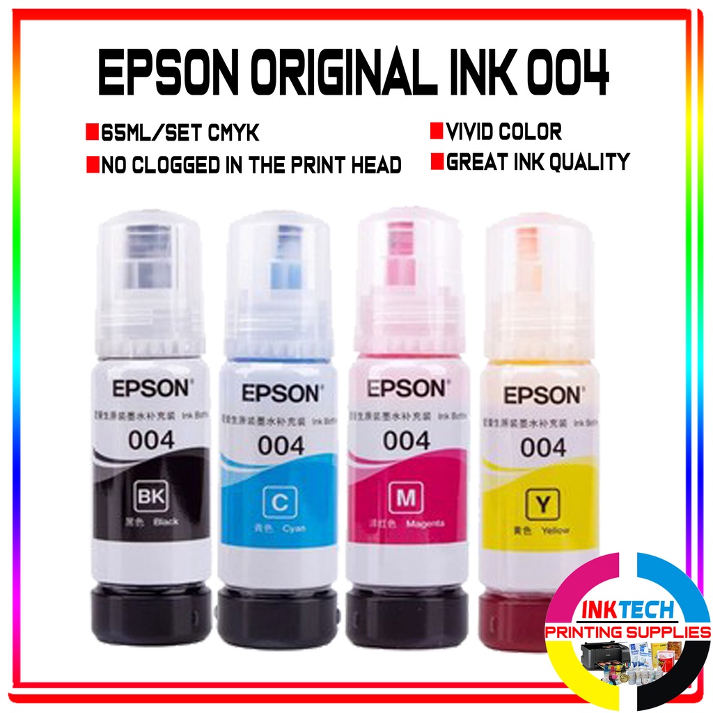 EPSON 004/003 ORIGINAL INK REFILL SET/CMYK - L5190 - L3160 - L3156 - L3151 - L3150 -L3153 ...