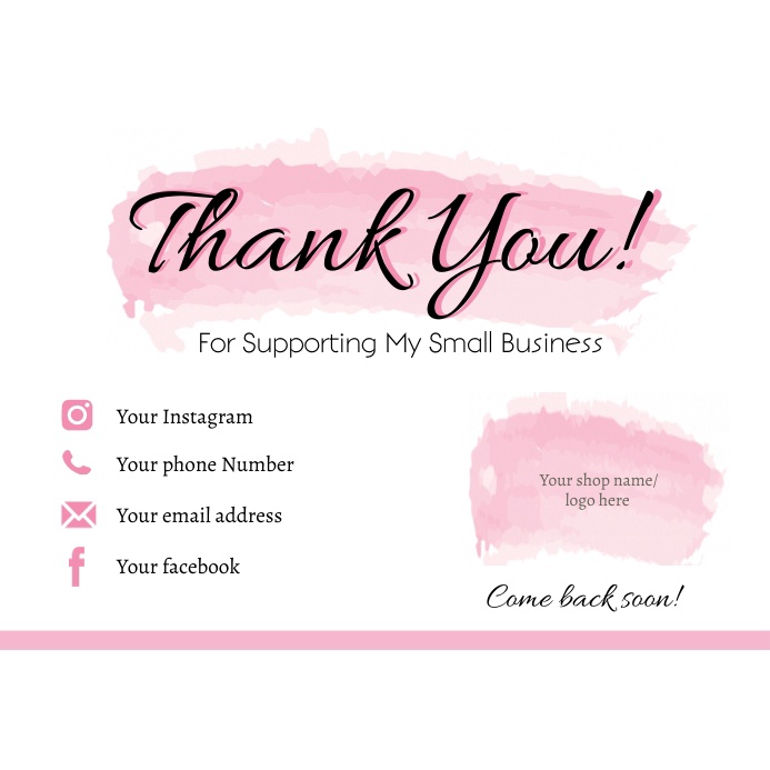 SMALL BUSINESS THANK YOU CARD, ATM SIZE | Shopee Philippines