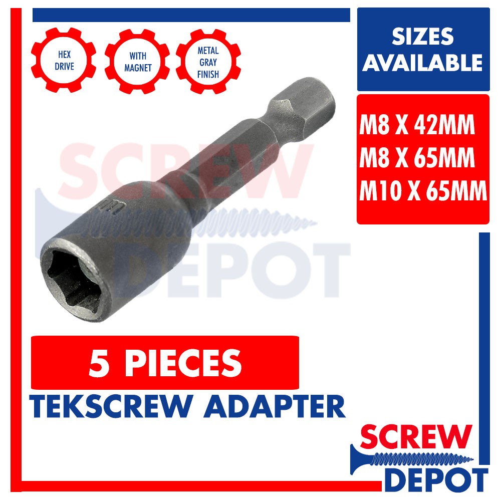5PCS 10mm/8mm Magnetic Tekscrew Adapter / Tek Screw Holder / Nut Setter ...