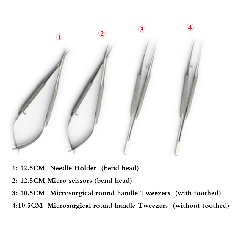 12.5cm 4 Piece/Lot Ophthalmic microsurgical instrument package forceps ...