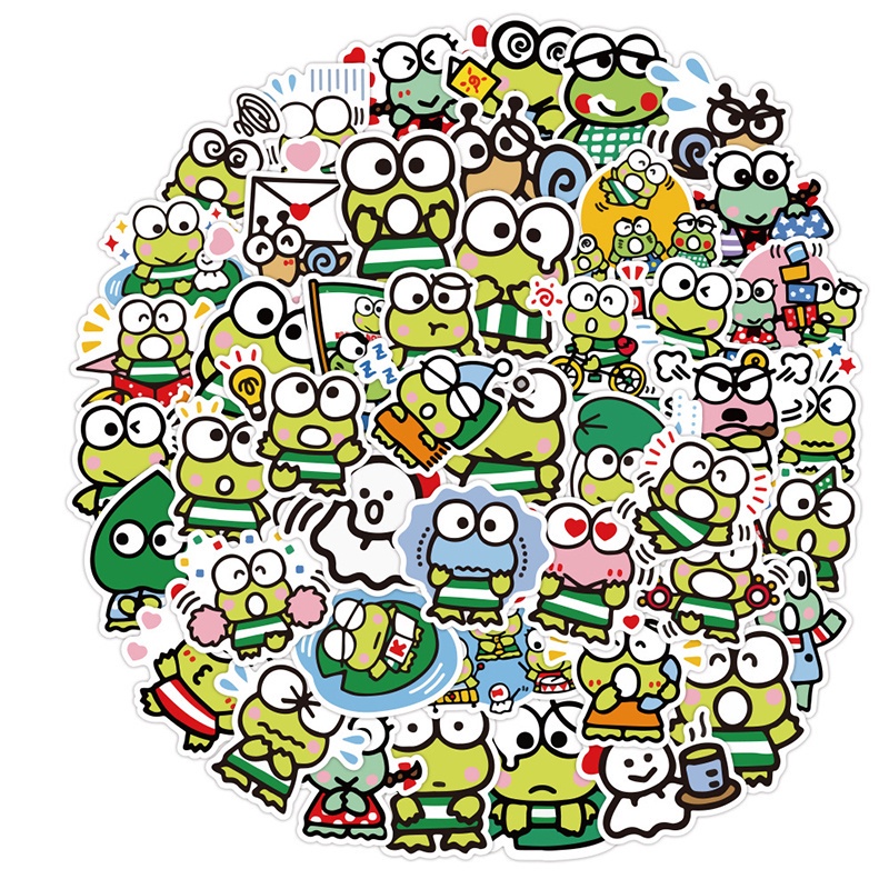 50pcs Keroppi Stickers for Kids Frog Stickers Waterproof Stickers ...