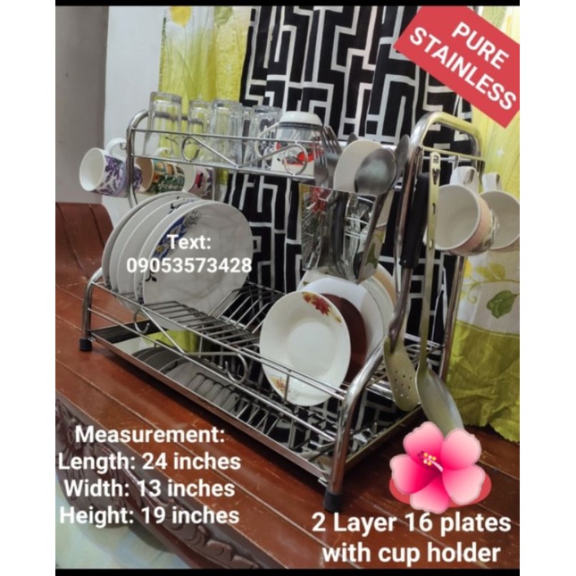 Pure Stainless 304 2 Layer 16 Plates with cup Holder | Shopee Philippines