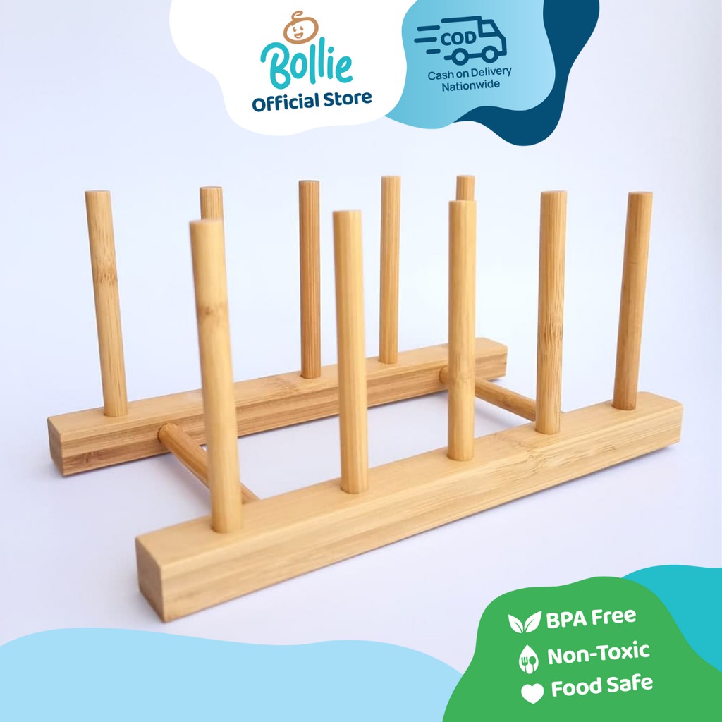 Bollie Baby Natural Bamboo Plate Rack (Dish Organizer) | Shopee Philippines