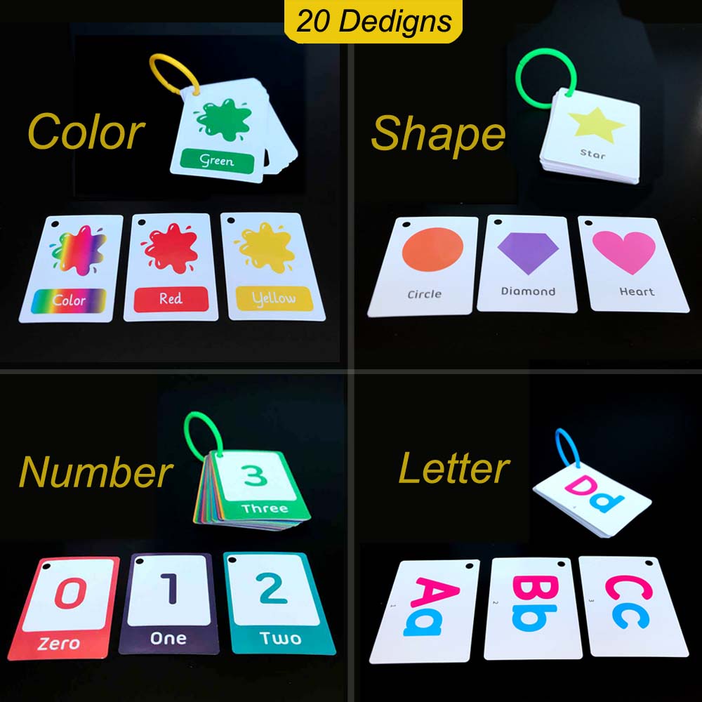 Laminated Flash Cards Preschool Color Number Shape English ABC Alphabet ...