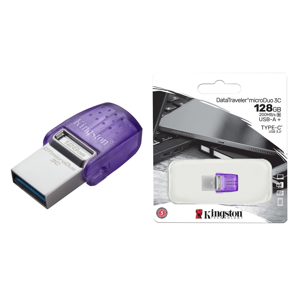Kingston DataTraveler microDuo 3C 128GB USB Type-C & Type-A Flash Drive ...